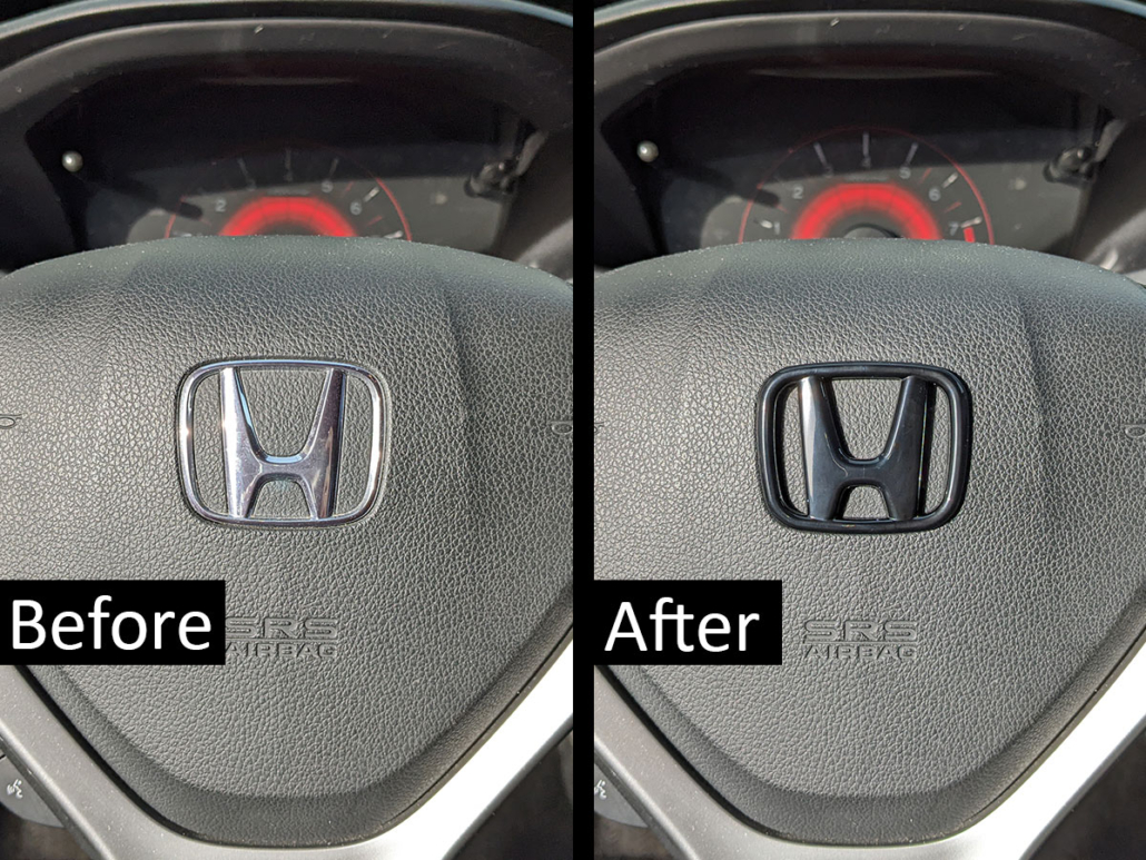 Honda H Emblem Overlay Black 3 Pcs Set