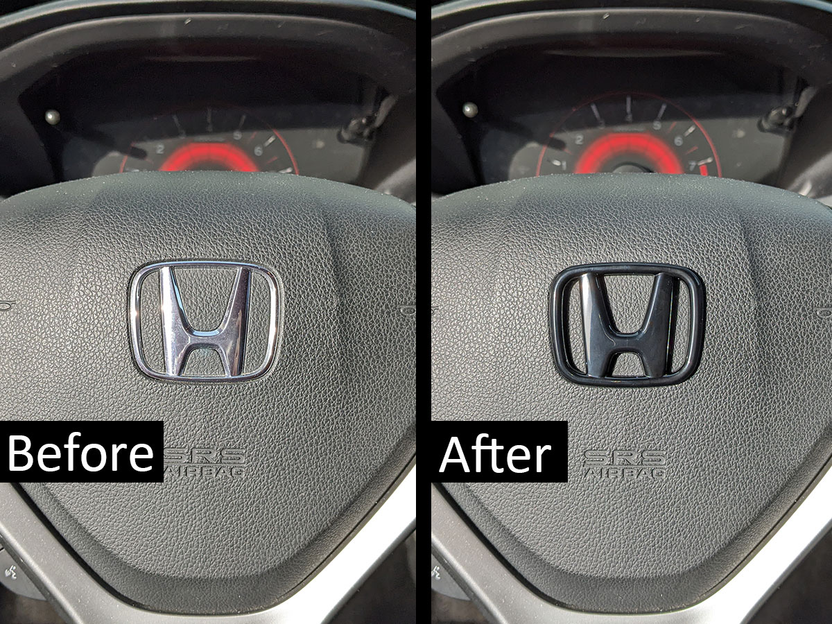 Honda H Emblem Overlay Black 3 Pcs Set